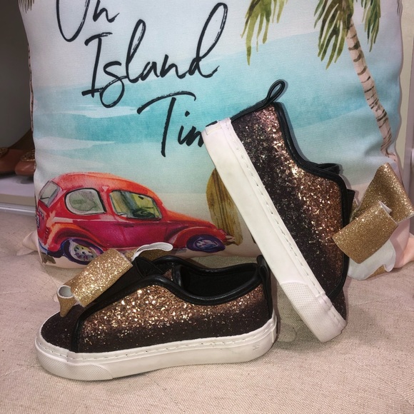 JoJo Siwa | Shoes | Jojo Siwa Girls Sequin Bow Toes Lace Gold Slip On ...